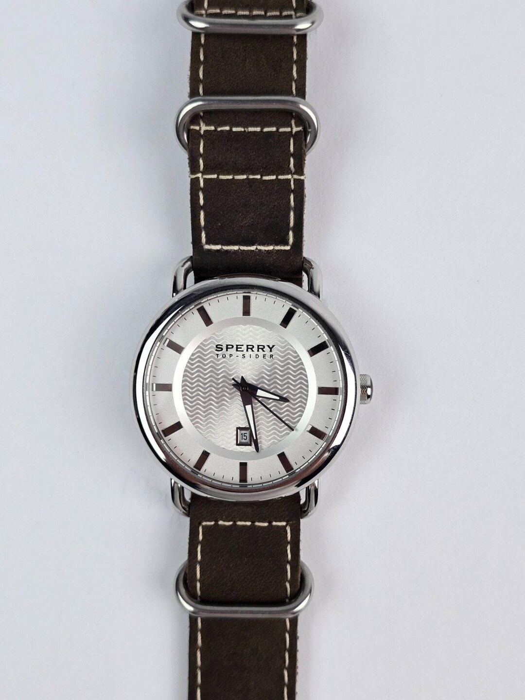 Sperry Top Sider Men's Quartz Watch Thick Brown Leather Band New ...