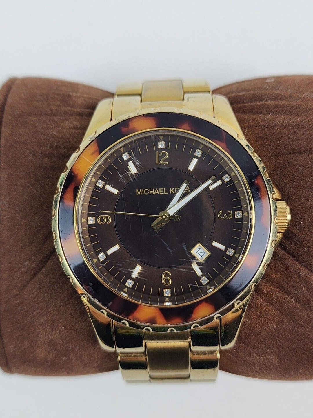Michael Kors Ladies Gold Tone Tortoise Shell Bezel Watch -daily Driver ...