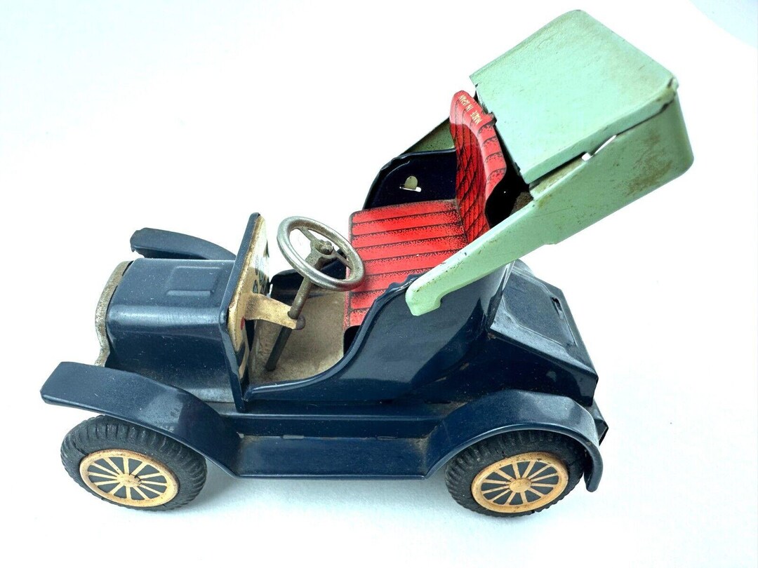 Convertible Model T Jalopy Metal Tin Toy Friction Convertible Car Made ...