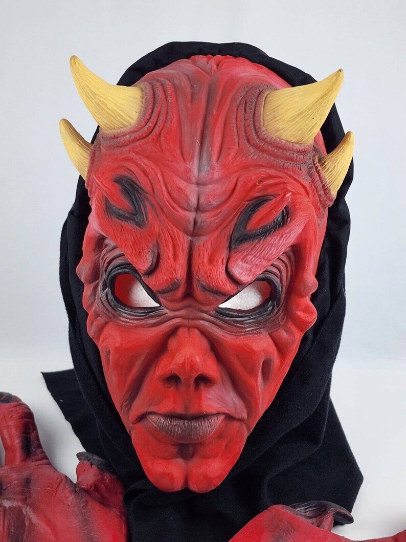 Rubber Face Horned Devil Demon Mask W/ Matching Hands Gloves - Etsy