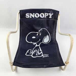 Vintage Snoopy Peanuts Blue Vinyl Sling Back Chair for Plush or Dolls ...