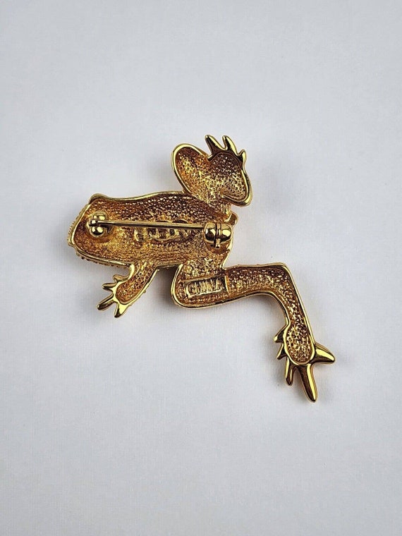 Jackie Kennedy JBK Frog Brooch Rhinestones Body & Gem… - Gem