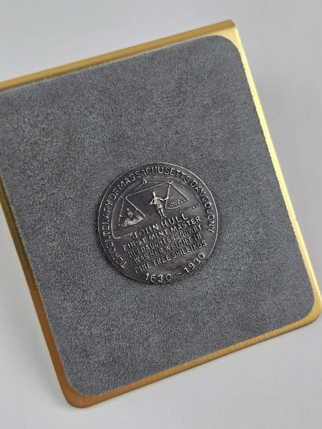 John Hull Tercentenary Massachusetts Bay Colony Token Coin 1630-1930 VG ...