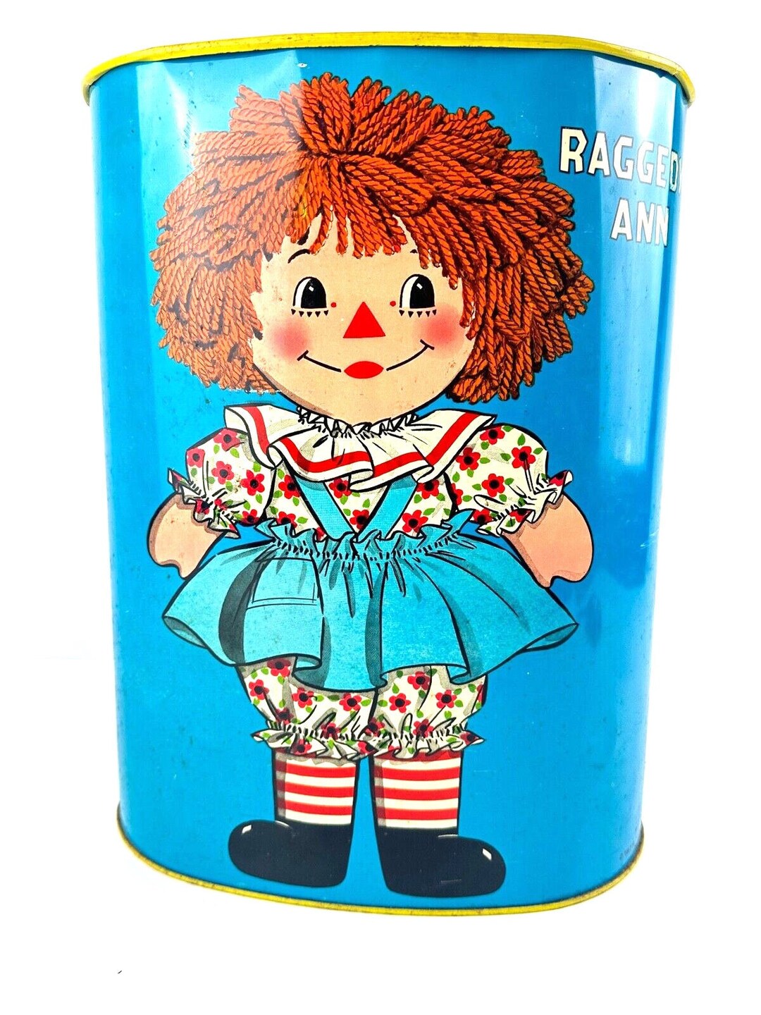 1972 Vintage the Bobbs-merrill Raggedy Ann & Andy Cheinco Metal Trash ...