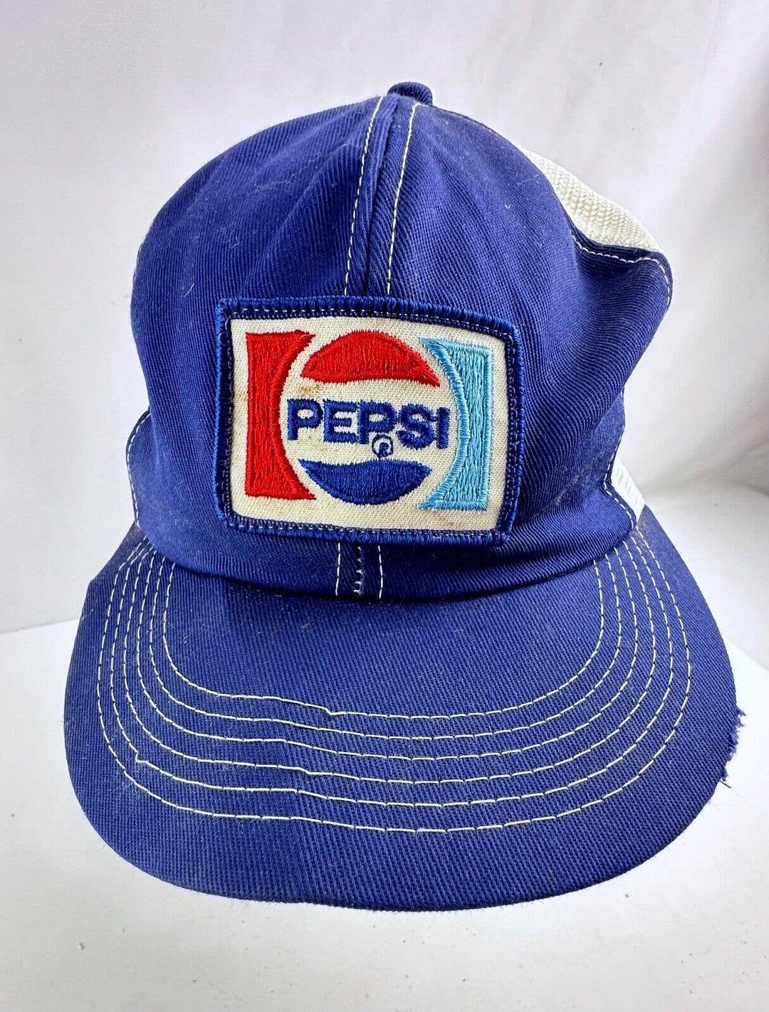 VNT Pepsi Cola Soda Patch Mesh Snapback Shelf Hat Cap Blue Broken Bill ...