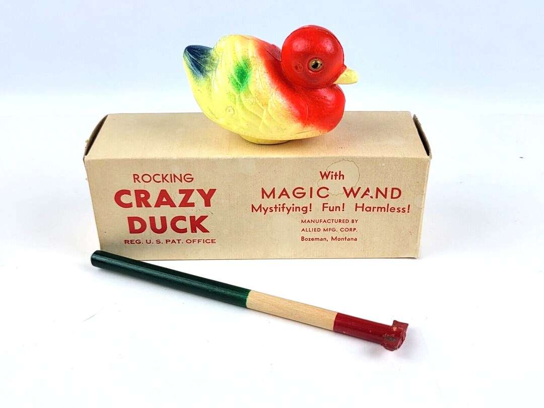 Vintage 1950s Rocking Crazy Duck in Box With Magic Wand Magnetic Toy ...