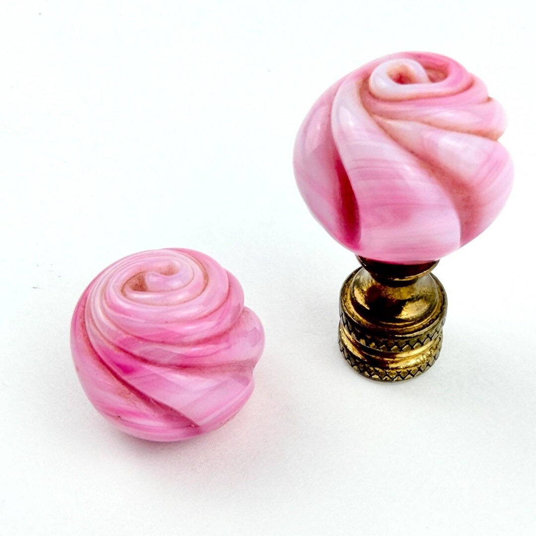 2 Ceramic Pink Shaped Roses, 1 Lamp Finial W/gold Tone Base 1" - Roses ...