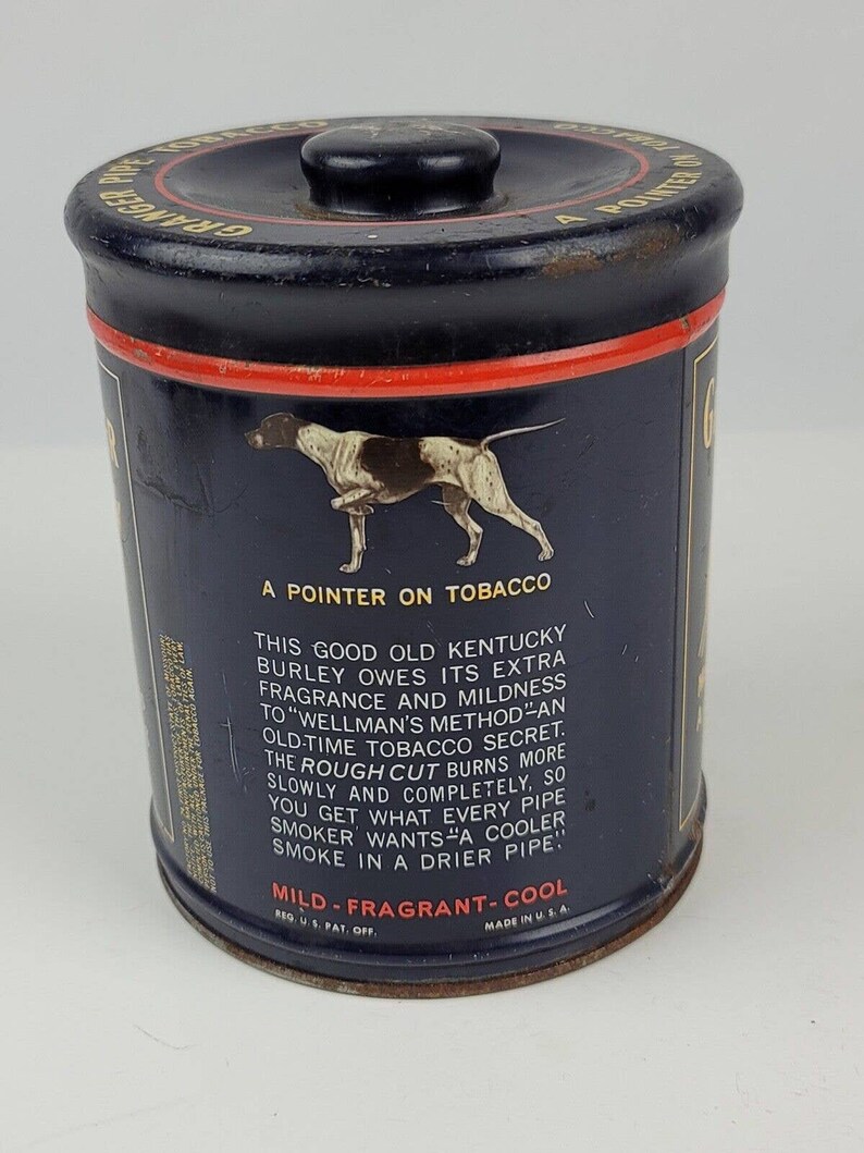 Vintage Granger Rough Cut Pipe Tobacco Tin Can Pointer Dog W/ Lid ...