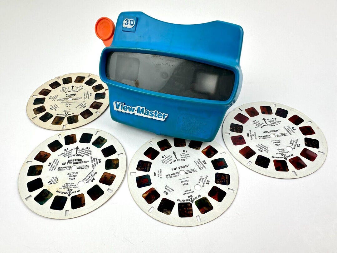 Vintage Blue View Master 3D Toy W/ 4 Stereo Reels Smurf, MOTU, 2 ...