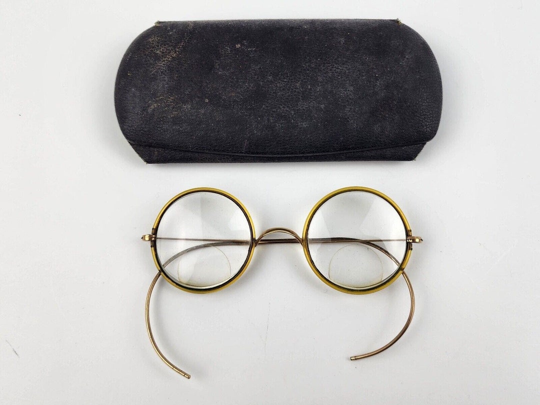 Vintage Windsor Round Eyeglasses Yellow Rubber Coated 41mm Rims W Case Etsy