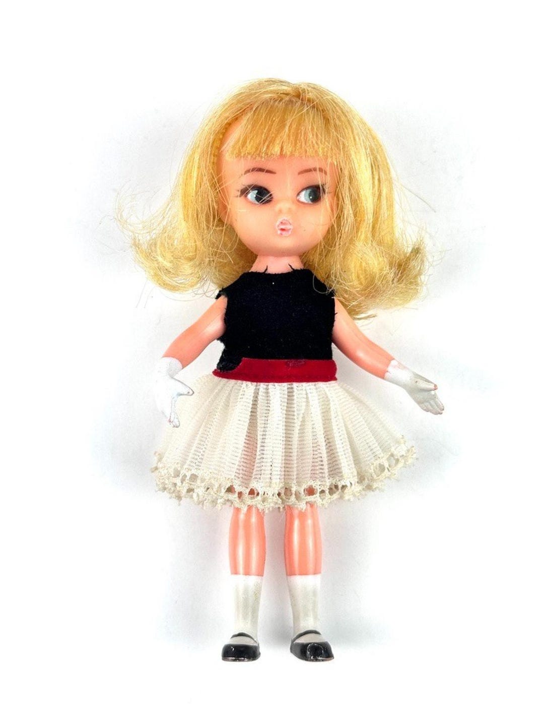 1967 Hasbro Kiddle Era Dolly Darlings Doll Tea Time in Party Dress ...