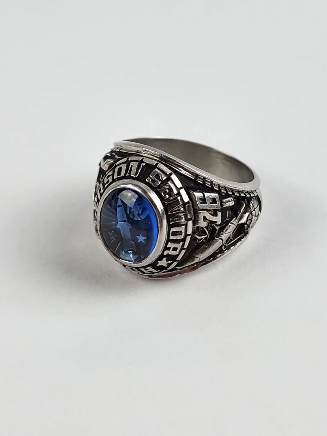1976 Art Crest Siladium Class Ring Size 10 Rocket Ship Person County NC ...