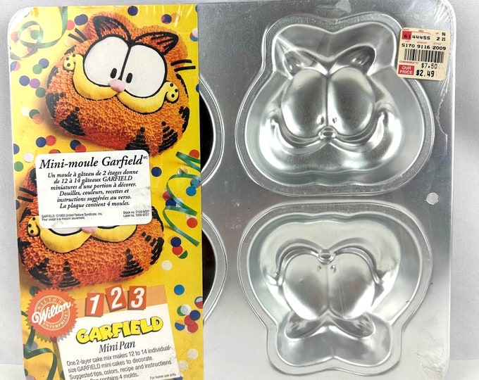 Wilton 123 Garfield Cat Mini Cake Baking Pan Mold 4x Faces New Vintage ...