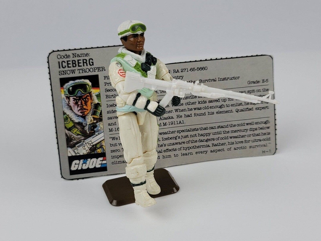 1986 GI Joe Iceberg Action Figure Snow Trooper V1 Complete W/ File Card ...