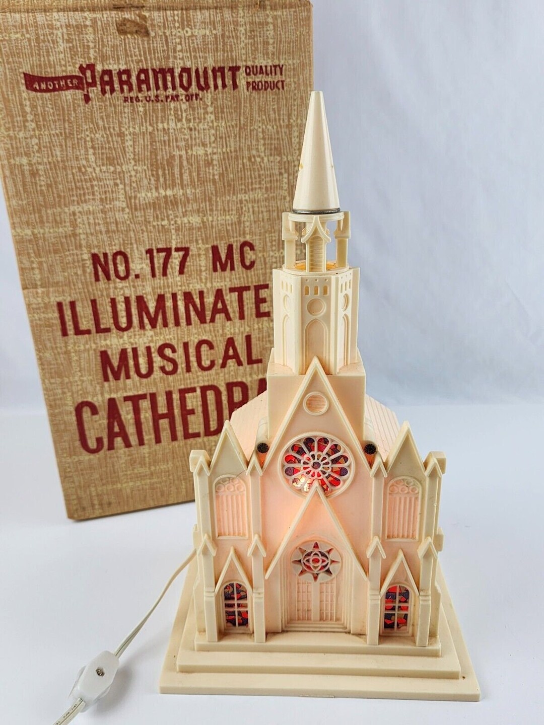 Vintage Paramount Illuminated Musical Cathedral for Christmas Village ...