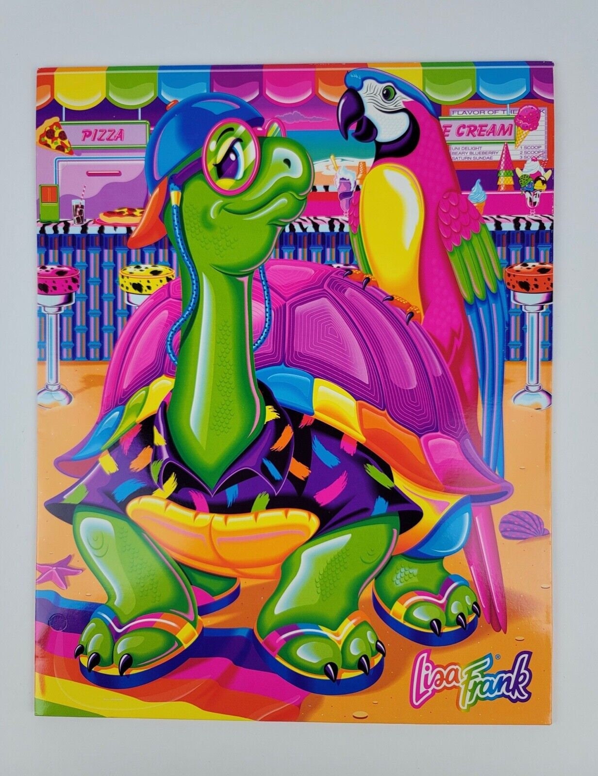 Vintage Lisa Frank Trendy Turtle Parrot Macaw Beach Folder NEW UNUSED ...