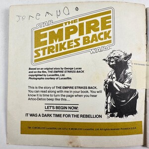 Vintage 1980 2 Star Wars: the Empire Strikes Back Book and Record Read ...