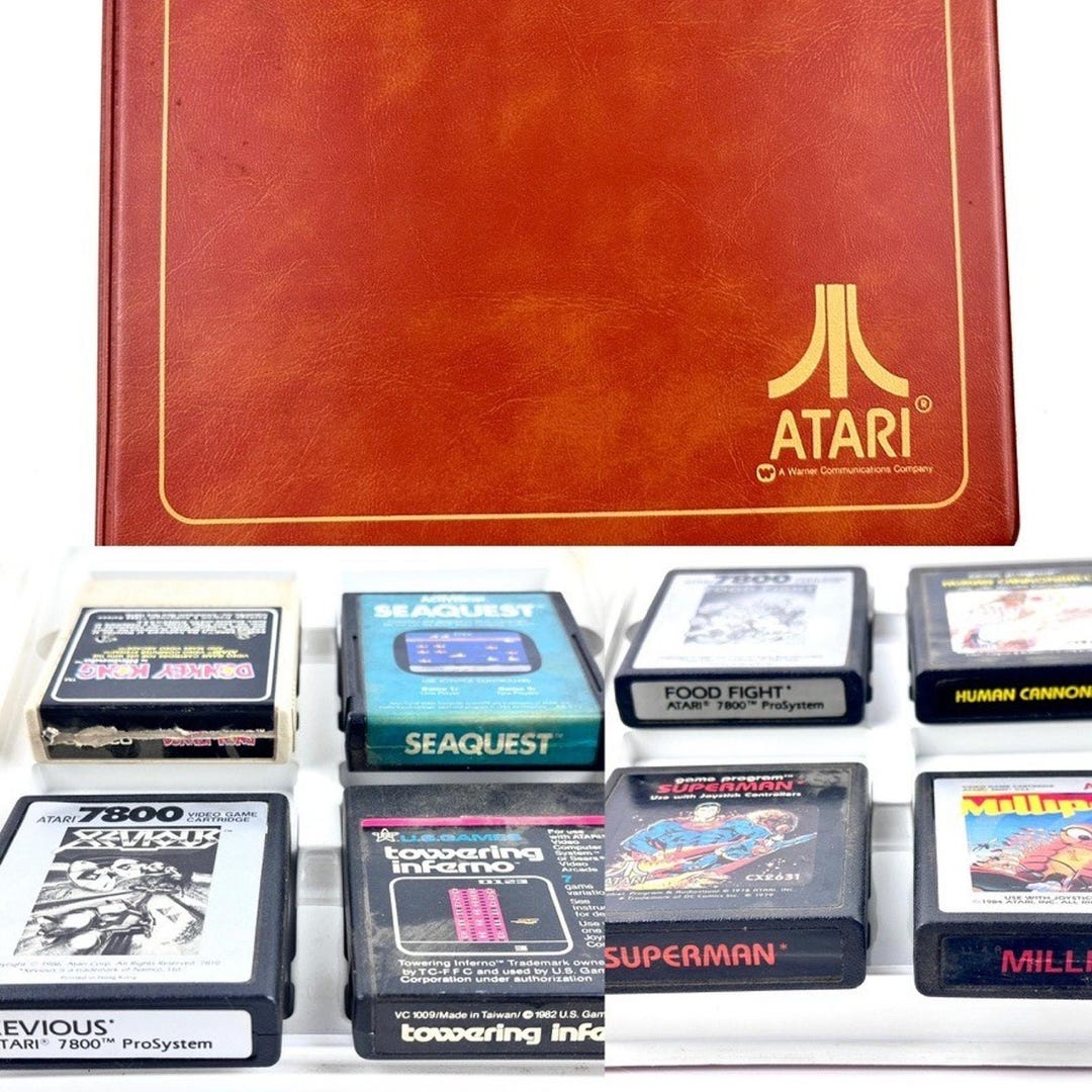 Vintage 8 Atari Games in an Atari 2600 Video Game Cartridge Storage ...