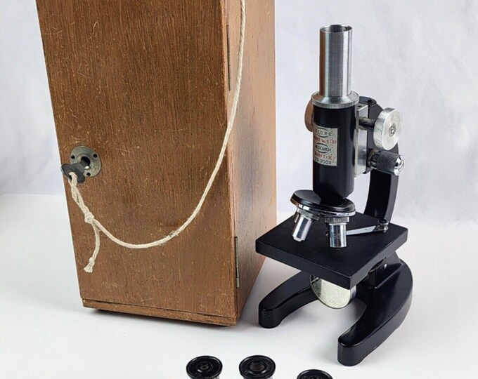 Vintage Research Microscope 25-900x Mark XVIII W/ Wooden Lock Box ...