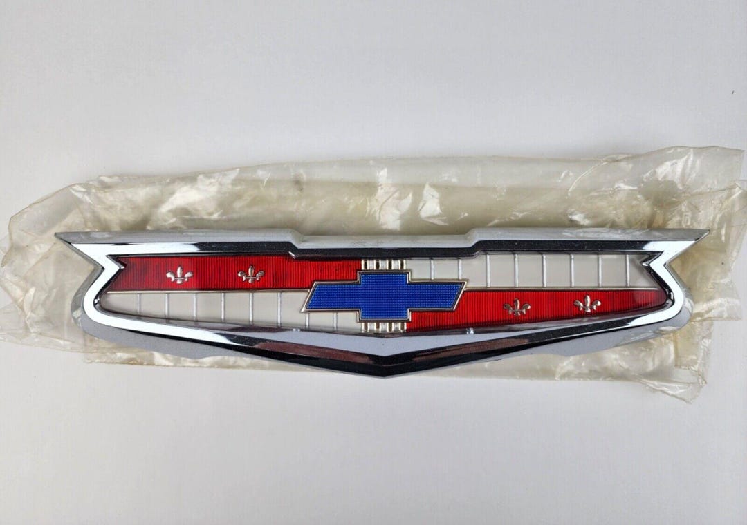 55 56 57 Chevy Trunk Emblem Badge GM Pair 3709914 NOS New Unused Made ...