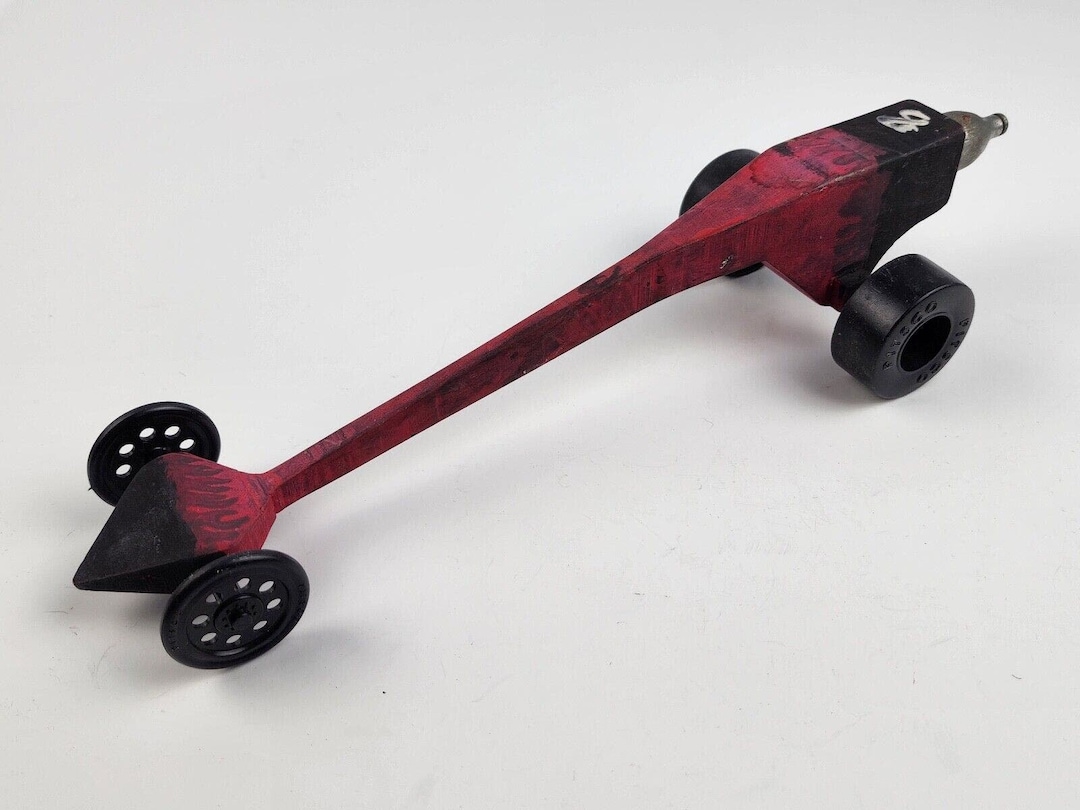 Pinewood Derby Car Completed Red Dragster Skinny Thin - Etsy
