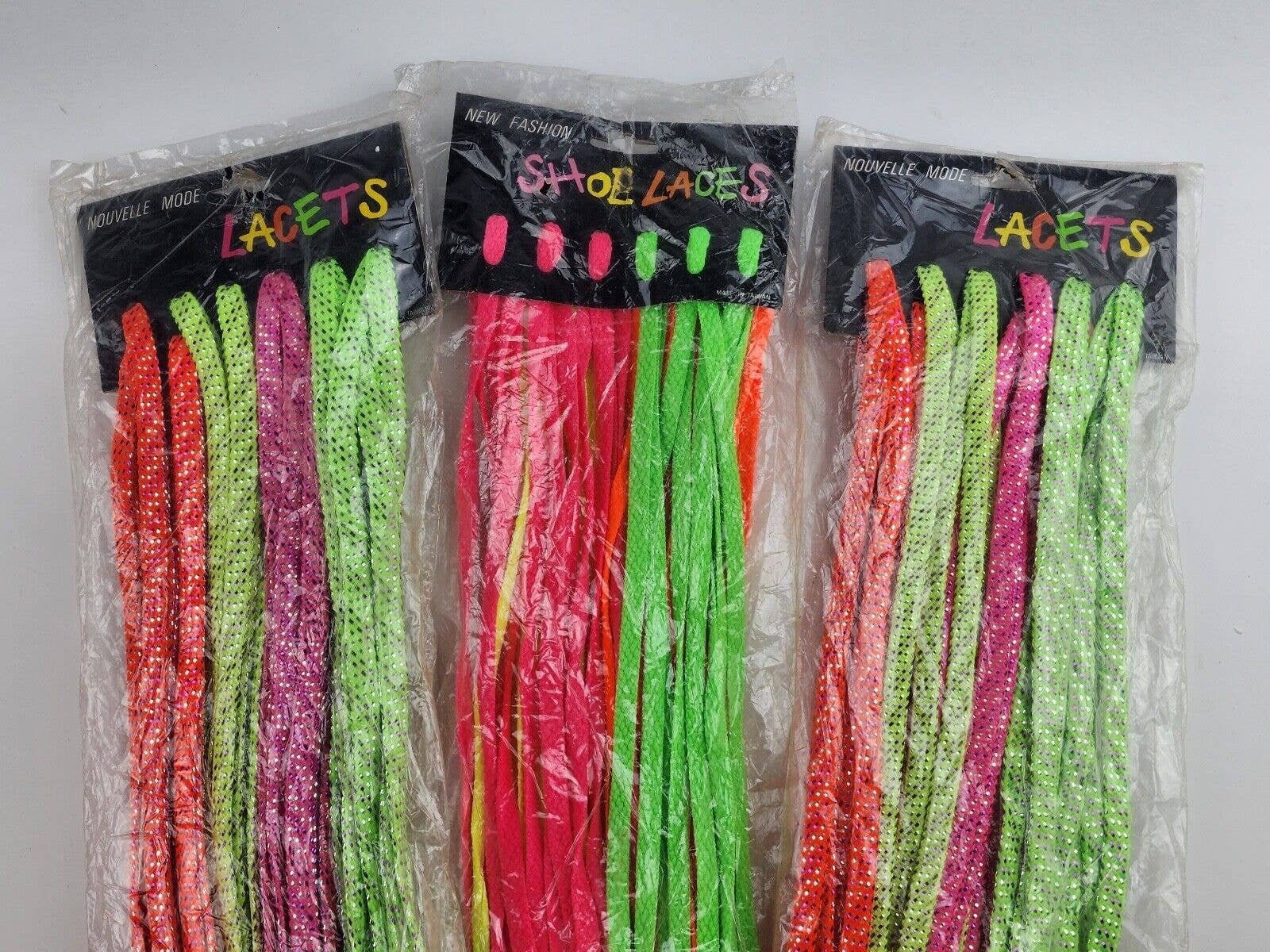 4x (48 Pair) Vintage 1990's Neon Colors Shoe Laces Metallic Store ...