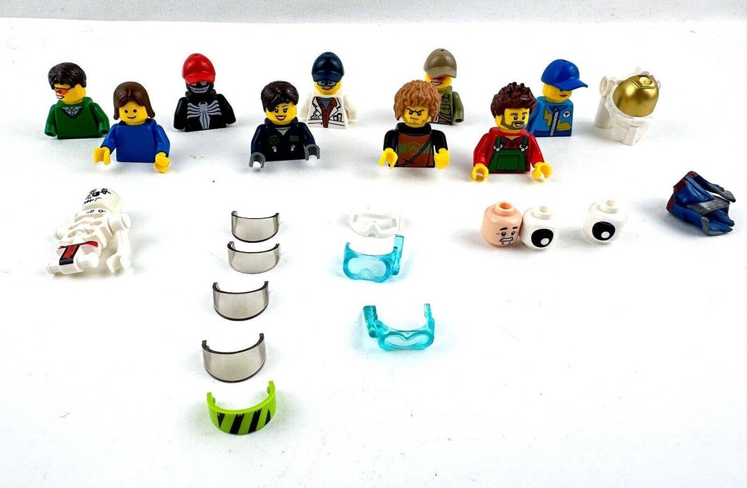 Lego Lot of 65+/- Random Minifigures Parts Heads, Hat, Hair, Arms ...