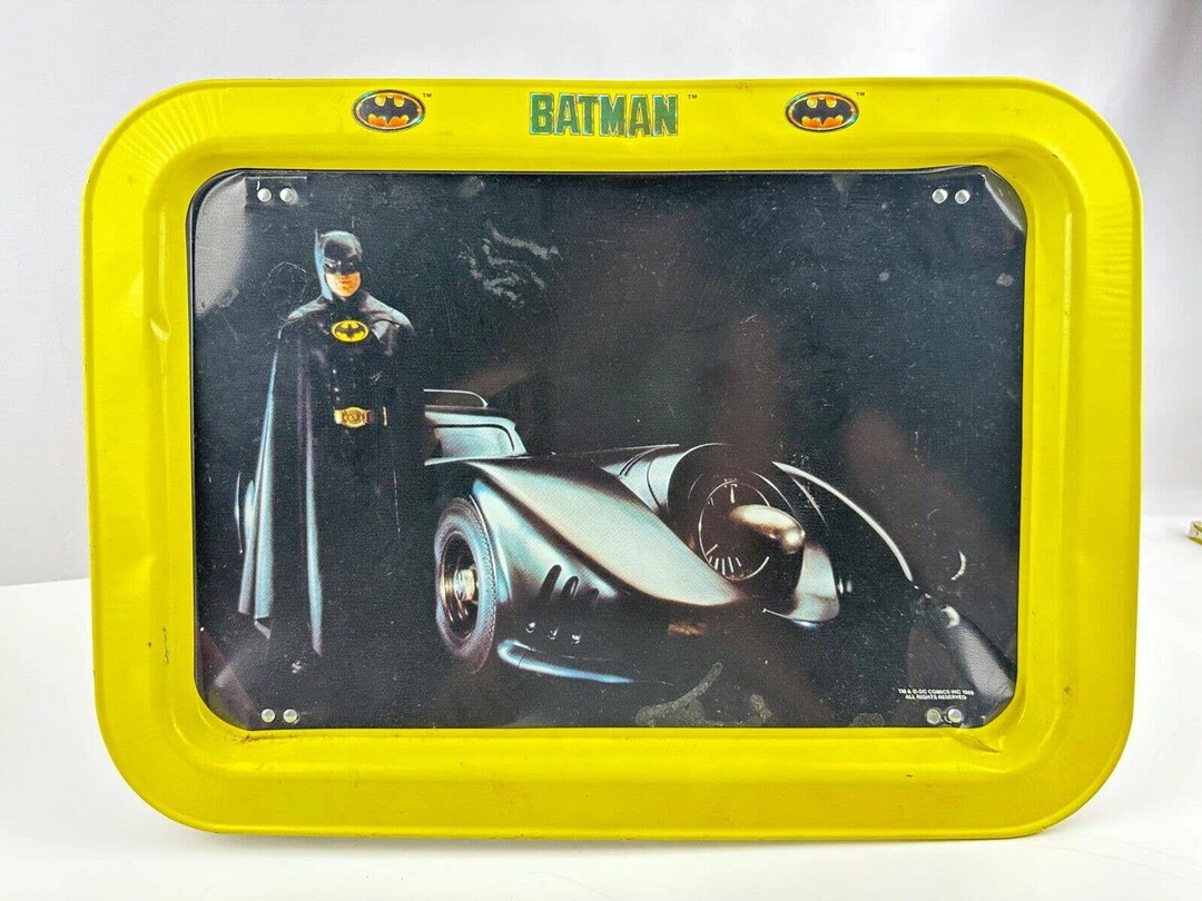 Vintage 1989 Batman TV Tray TM DC Comics Yellow Batman W Batmobile 17 X ...