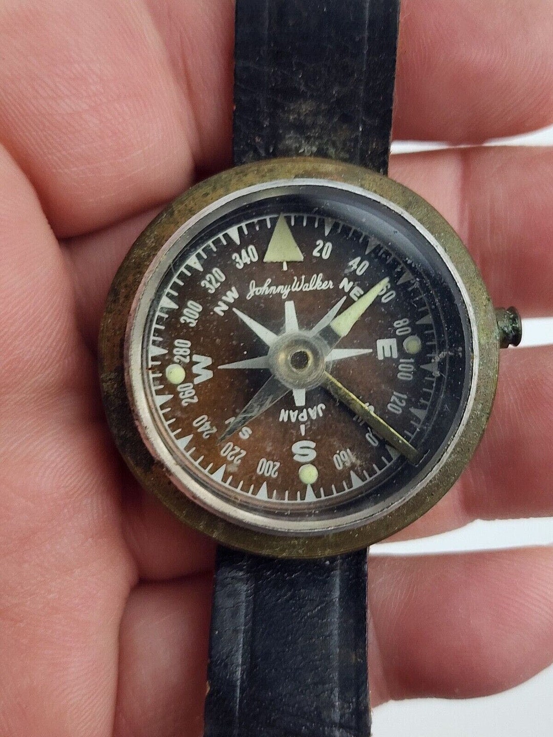 Vintage Johnny Walker Compass Wrist Watch Style Leather Band Works ...