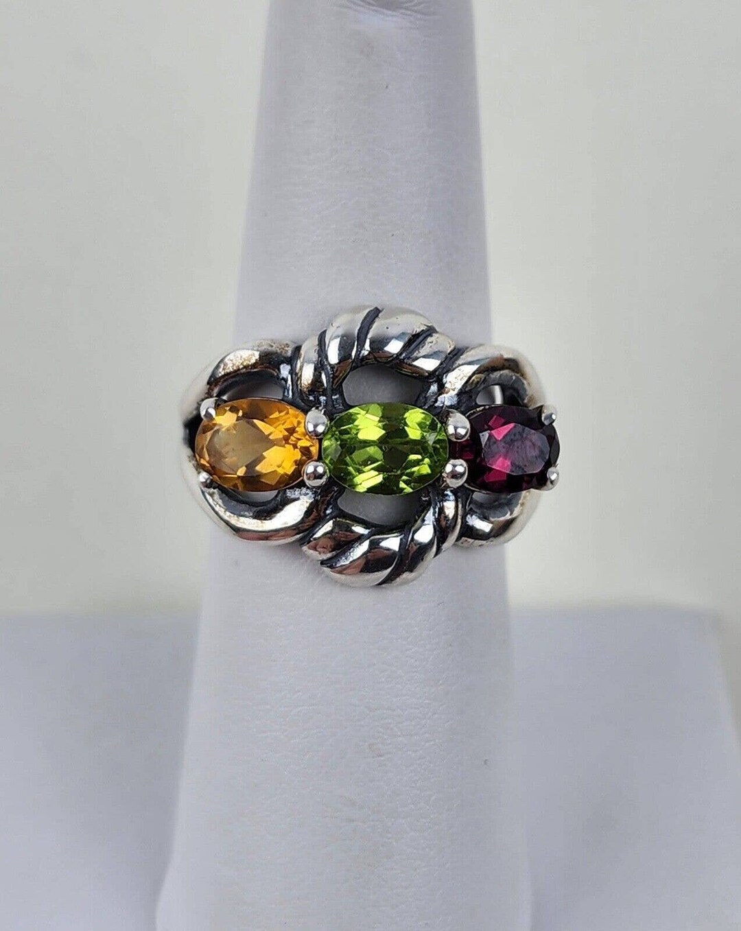 Relios Carolyn Pollack Bejeweled 3 Gem Stone Ring Sterling Silver Size ...