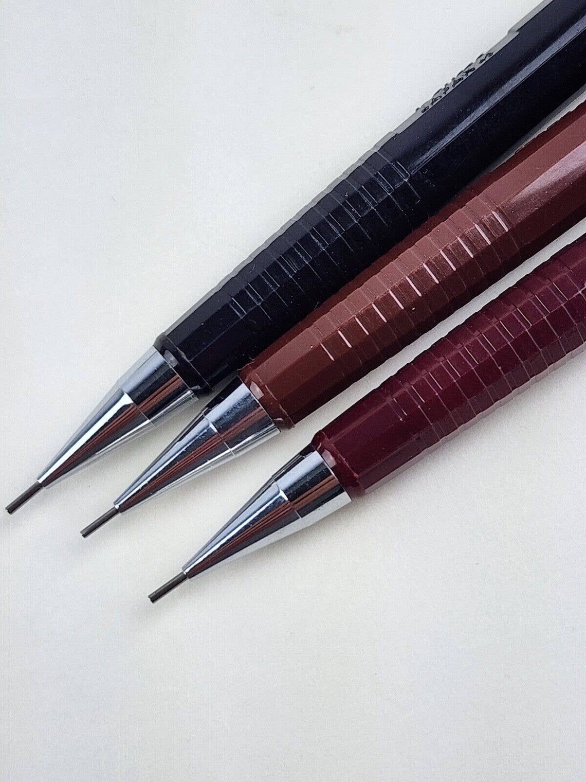 3x Pentel Mechanical Drafting Pencils Black Brown Maroon P203 P205 0 ...