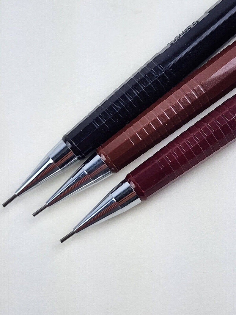 3x Pentel Mechanical Drafting Pencils Black Brown Maroon P203 P205 0 ...