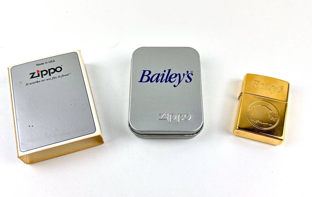 Bailey's Zippo Lighter Gold Tone - High Polish 2003 in Case & Box Mint ...