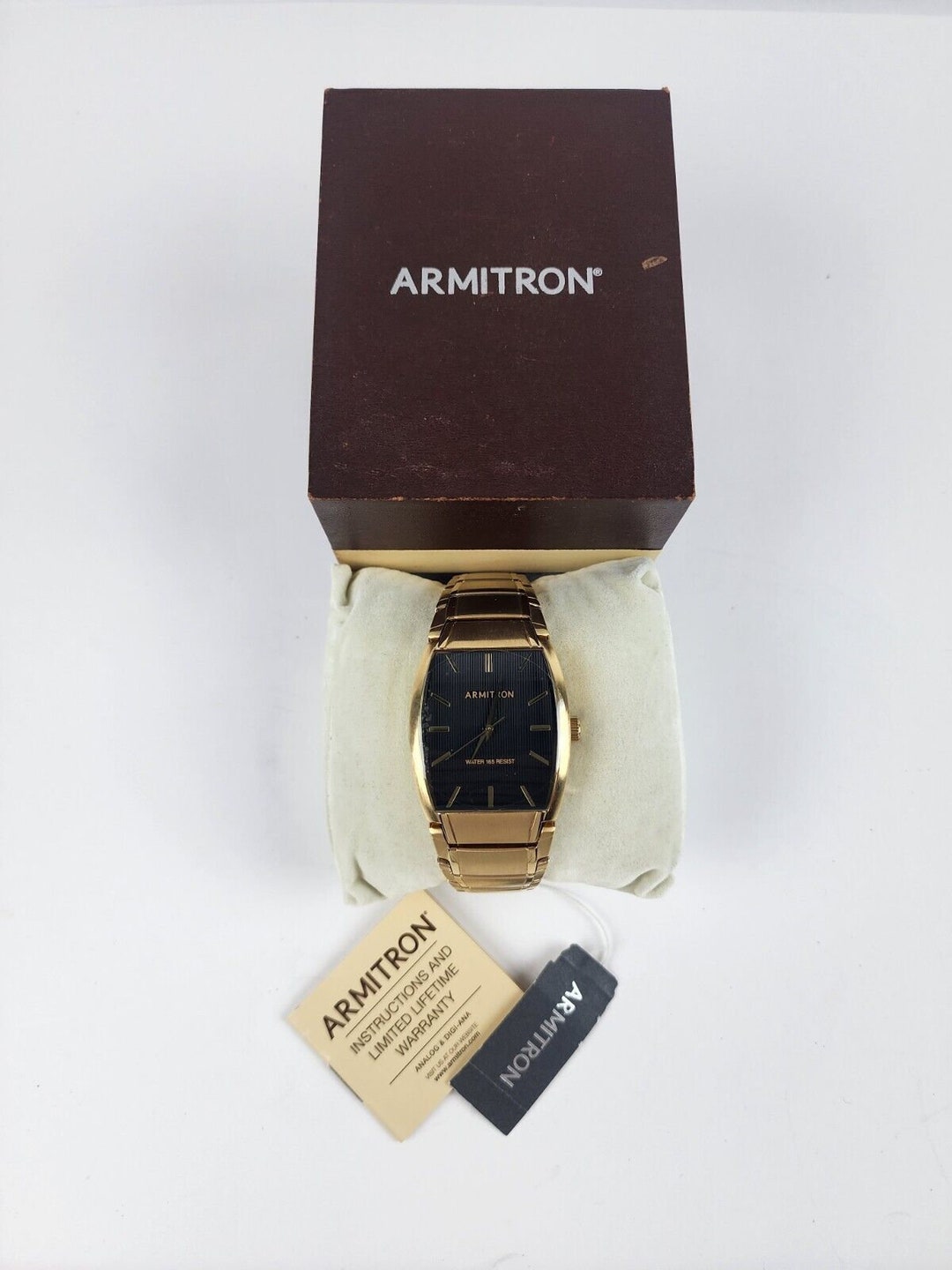 Armitron Men's 20/5117 Mens Quartz Watch Gold Plate Black Dial Running ...