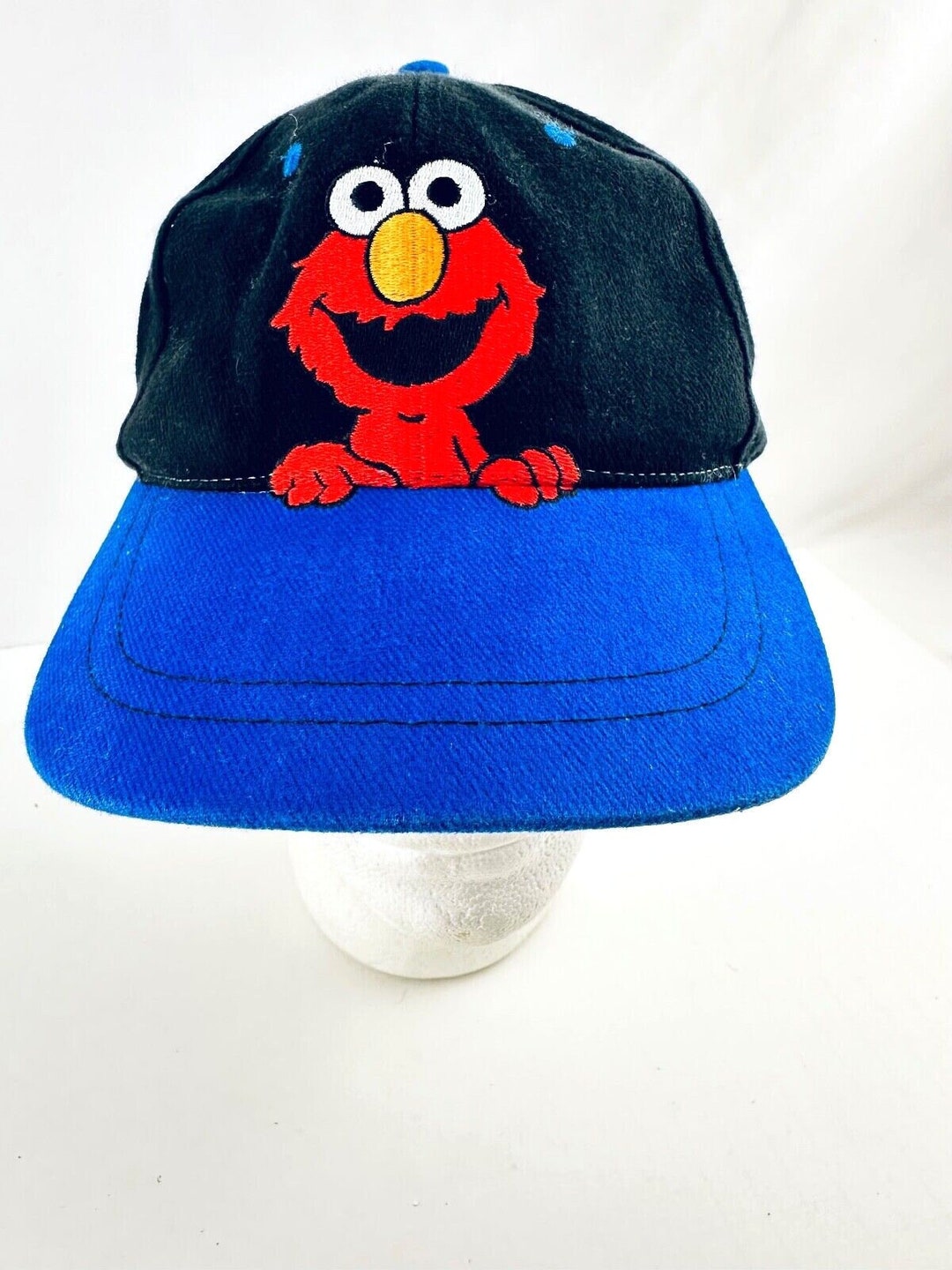 VINTAGE '90 Elmo Hat Cap Snap-back Black / Blue Sesame Street Cartoon ...