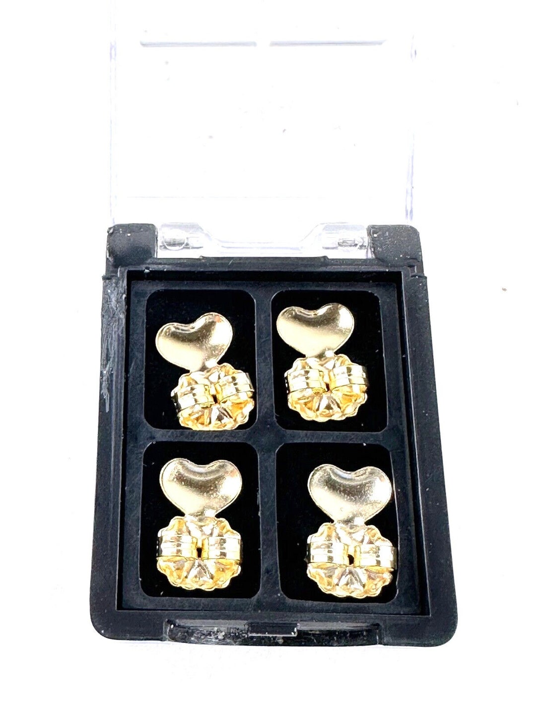 2-pair .925 Sterling Silver Goldtone Post Earring Backs With Hearts ...