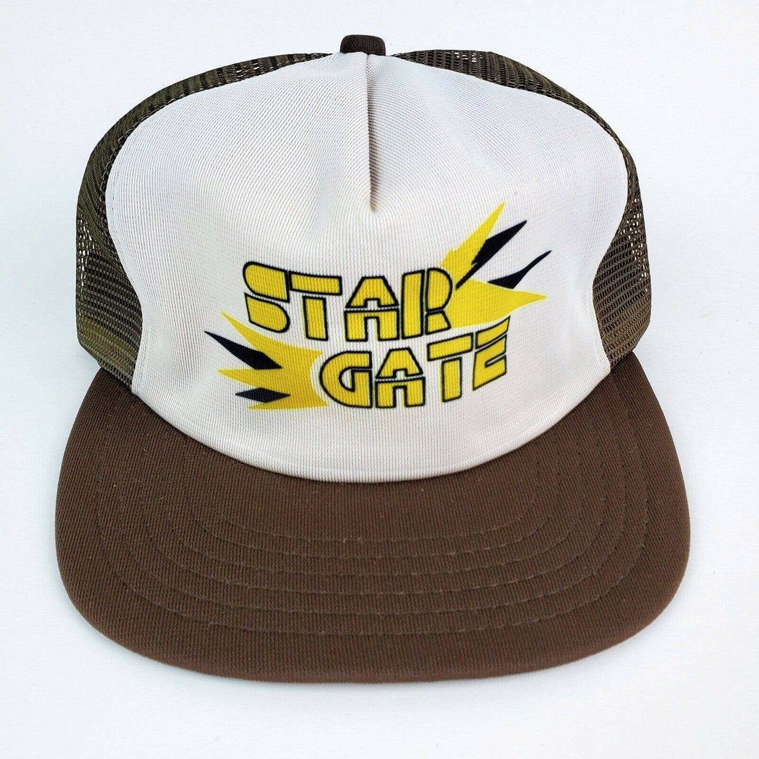 80's Vintage Star Gate Trucker Hat Snapback Mesh Back Brown White Never ...