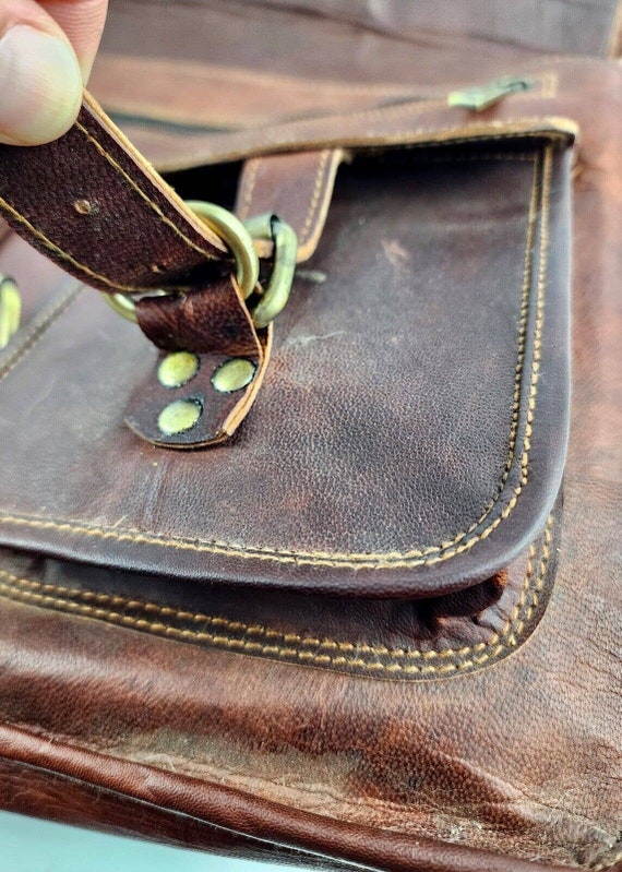 Genuine Distressed Leather Briefcase Laptop Bag Messe… - Gem