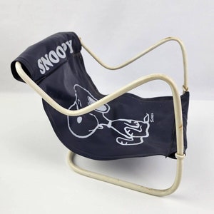 Vintage Snoopy Peanuts Blue Vinyl Sling Back Chair for Plush or Dolls ...