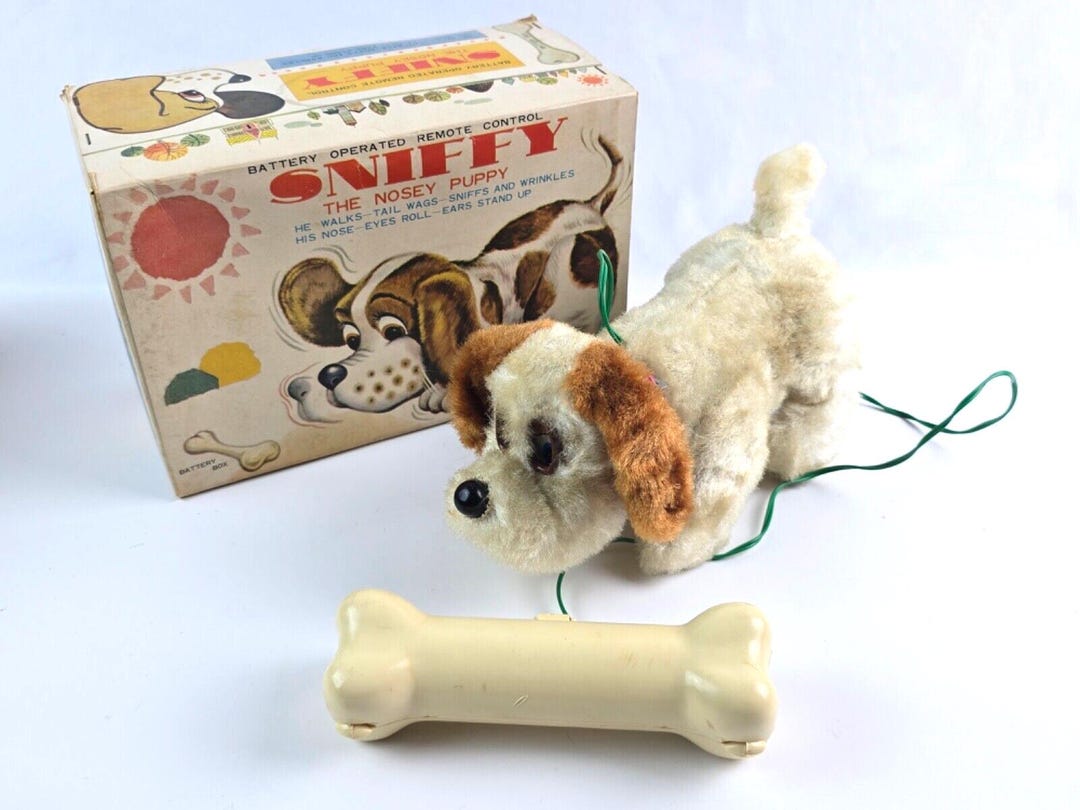 Vintage Sniffy the Nosey Puppy Dog Remote Control Battery Op. W/ Box ...