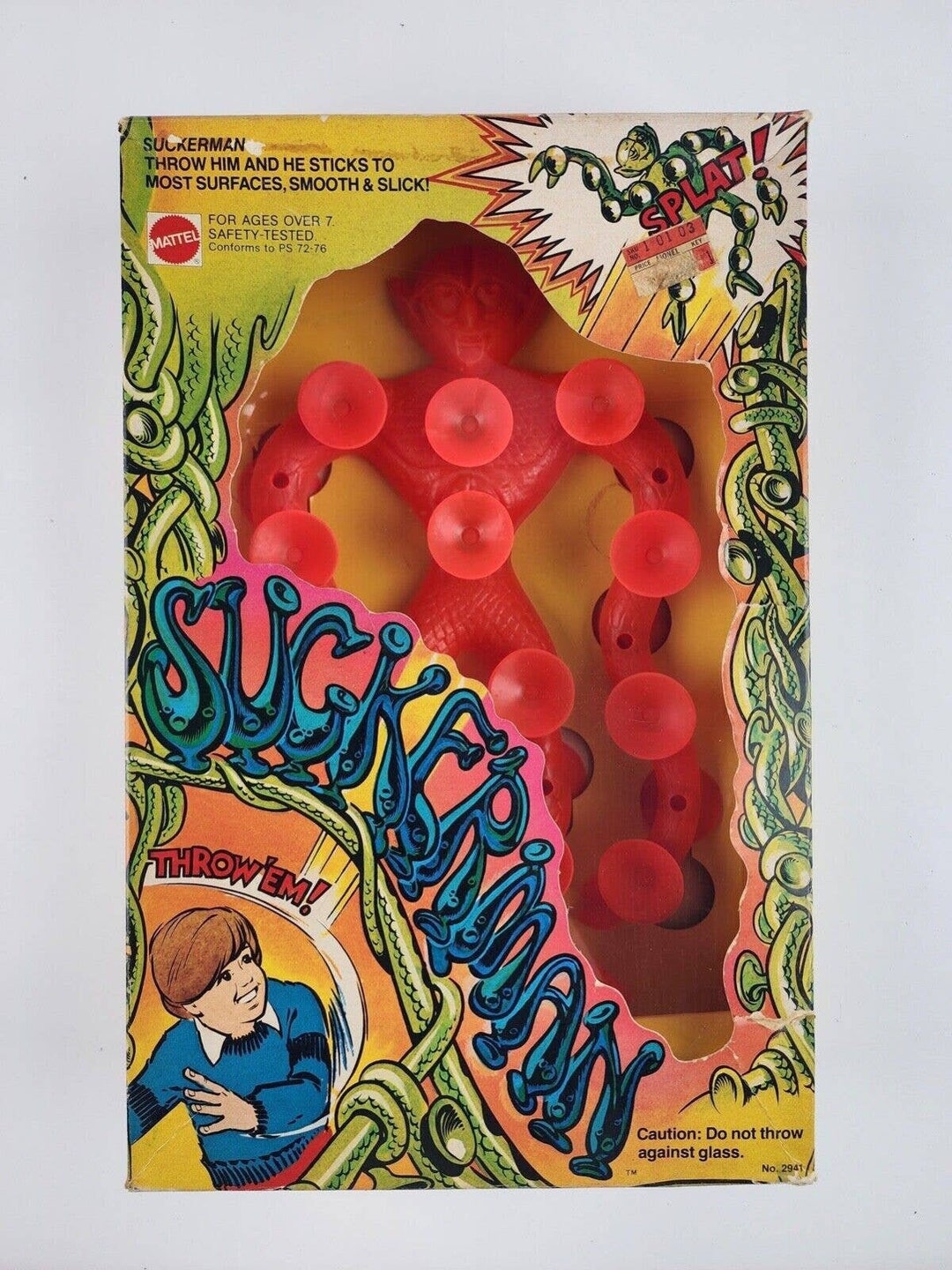 Vintage 1978 Mattel Suckerman Toy Mint W/original fair box Suction Cup ...