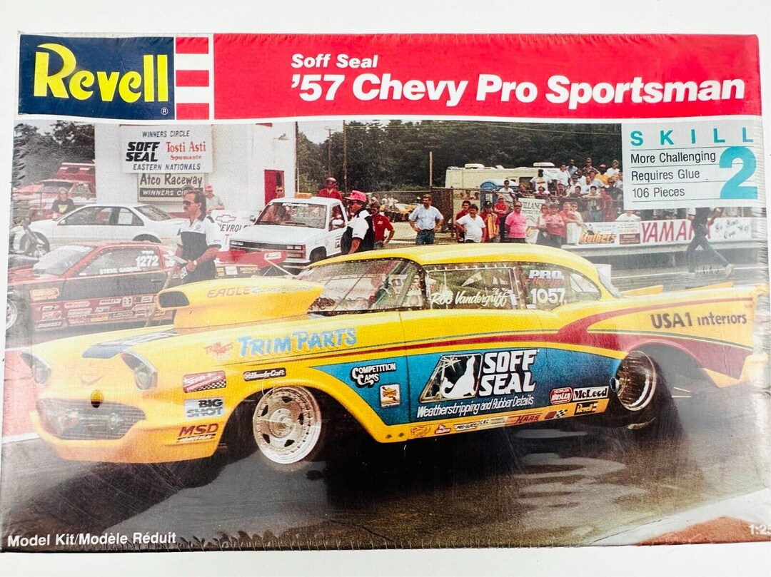 Vntg 1991 Revell Skill 2 1957 Chevy Pro Sportsman Drag Car 1:25 8 Long ...