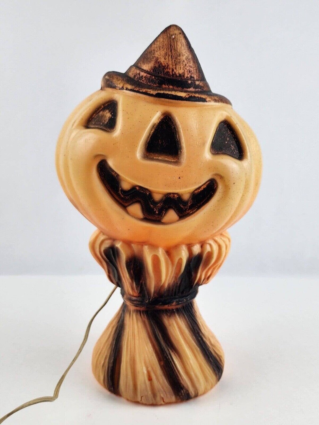 1969 Empire Halloween Blow Mold Jack-o-lantern on Hay Stack Pumpkin ...