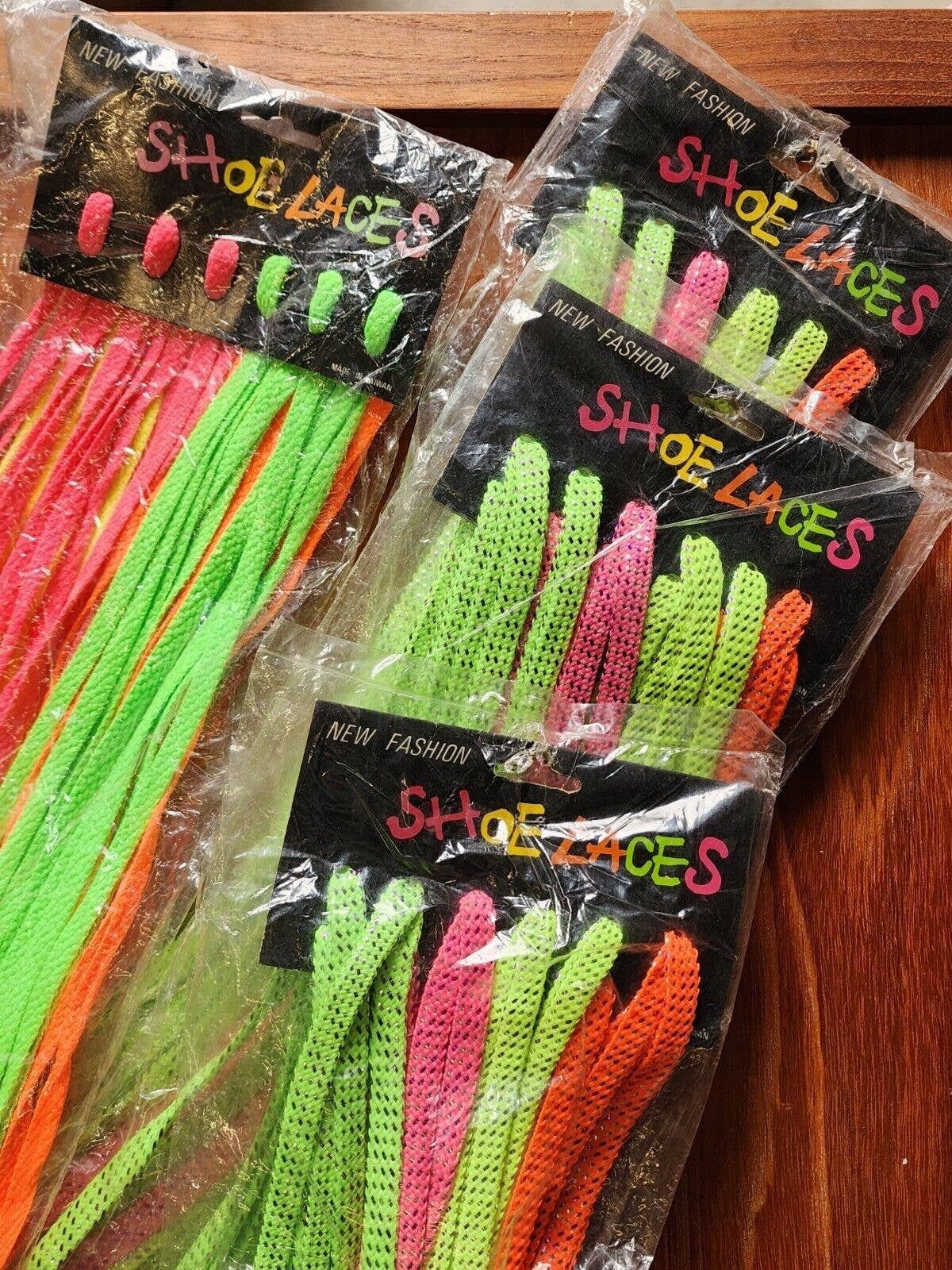 4x (48 Pair) Vintage 1990's Neon Colors Shoe Laces Metallic Store ...