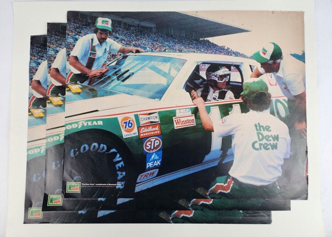 Lot of 3 Mountain Dew "dew Crew" Darrell Waltrip Pit Crew Poster 1981 ...
