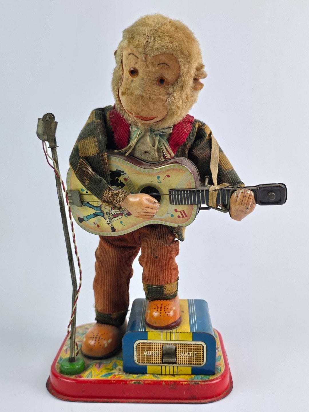 Vintage 1960's Battery Operated Toy ~ Monkey Playing Guitar Working W ...