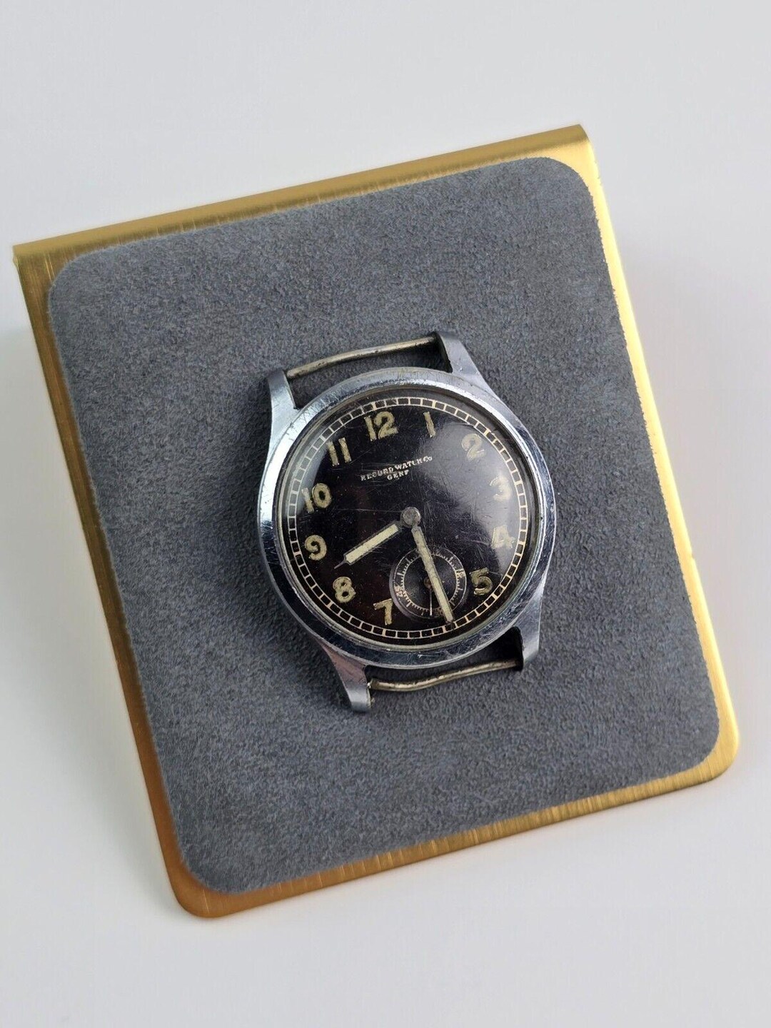 Vintage Record Watch Co. Geneve Watch Black Dial Missing Stem, so ...