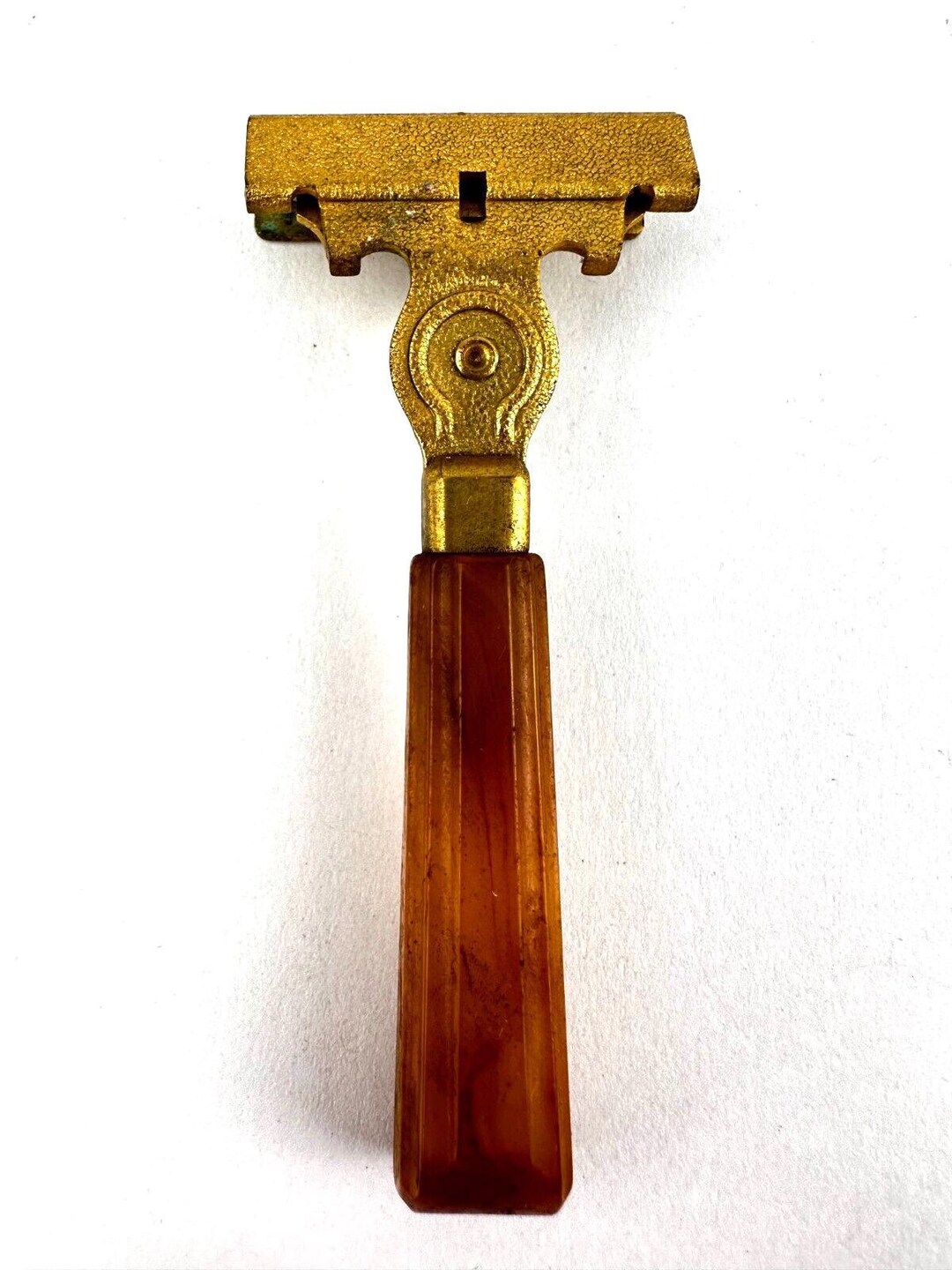Vntg 1940s Schick Injector Safety Razor, Butterscotch Bakelite Handle ...