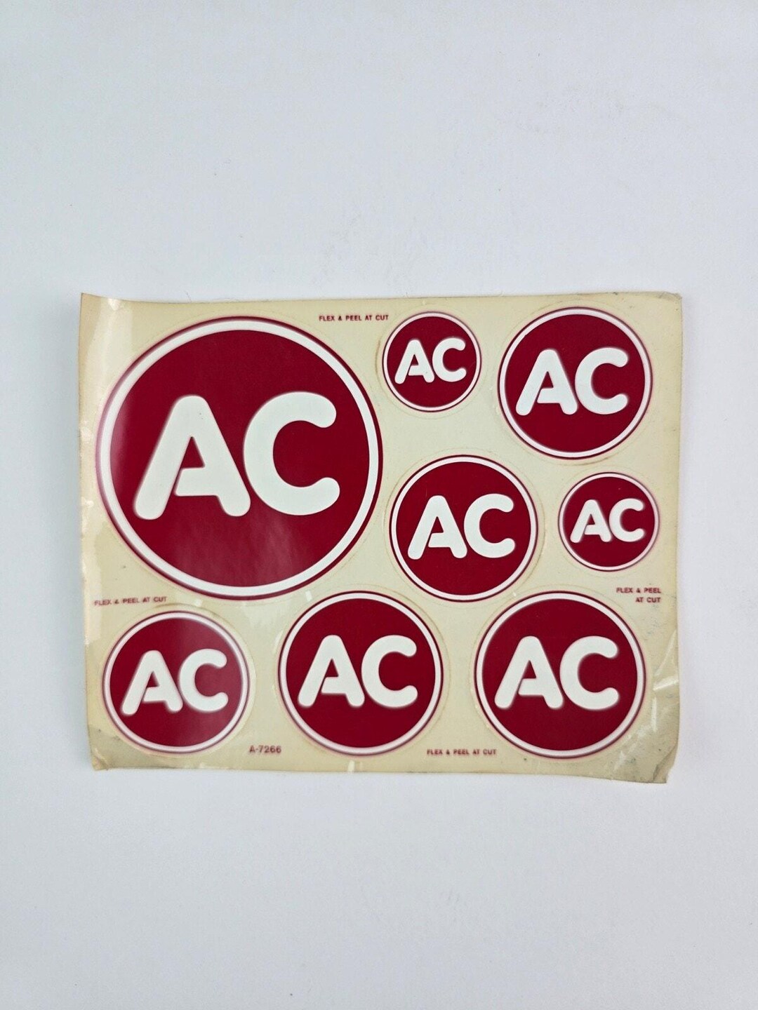 Vintage Sheet of AC Spark Plugs Red Decals Stickers (8) Total Fascal ...