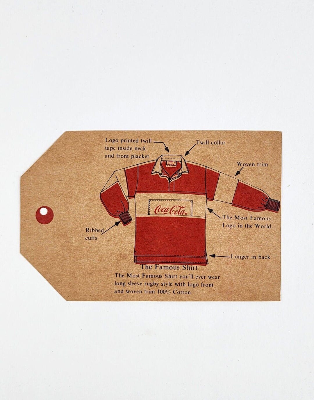 Vintage 1986 Coca-cola Clothes Rugby Shirt Tag for Murjani Cardboard ...